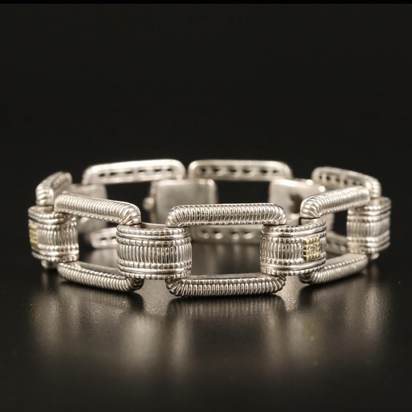 Judith Ripka | Jewelry | Diamond Chain Link Bracelet 925 Sterling 925 ...